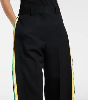 Loewe Wide-leg Wool Trousers With Contrast Stripes