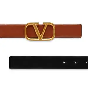 Valentino Garavani Reversible Vlogo Signature Leather Belt - Brown