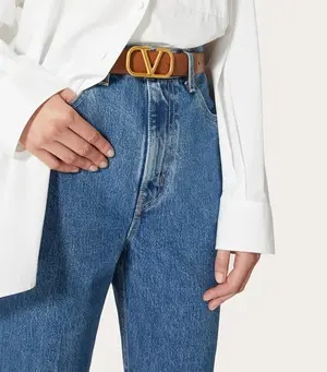 Valentino Garavani Reversible Vlogo Signature Leather Belt - Brown
