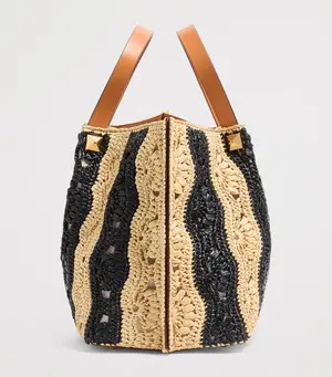 Valentino Garavani Medium Raffia Vlogo Tote Bag