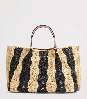 Valentino Garavani Medium Raffia Vlogo Tote Bag