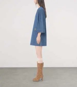Valentino Garavani Denim Shift Mini Dress - Blue