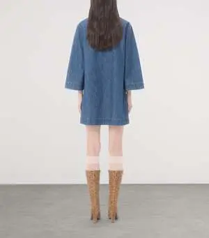 Valentino Garavani Denim Shift Mini Dress - Blue
