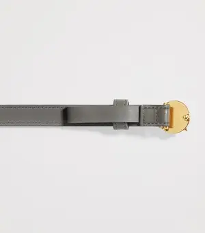 Bottega Veneta Leather Belt With Gold-tone Buckle - Grey