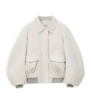 Loewe Leather Blend Bomber Jacket - Grey