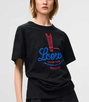 Loewe Cotton T-shirt With Graphic Logo - Black