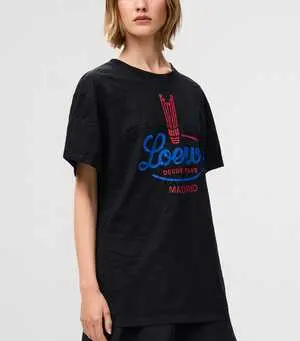 Loewe Cotton T-shirt With Graphic Logo - Black