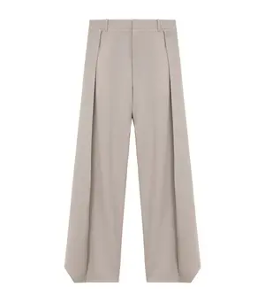 Loewe Wool-blend Pleated Trousers With Asymmetrical Skirt Overlay - Brown