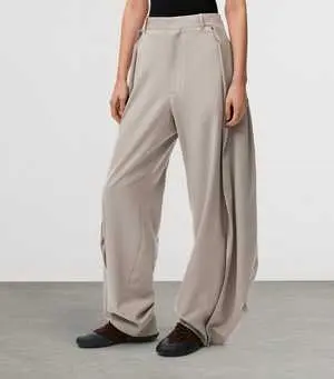 Loewe Wool-blend Pleated Trousers With Asymmetrical Skirt Overlay - Brown