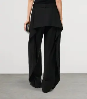 Loewe Wool-blend Pleated Trousers With Asymmetrical Skirt Panel