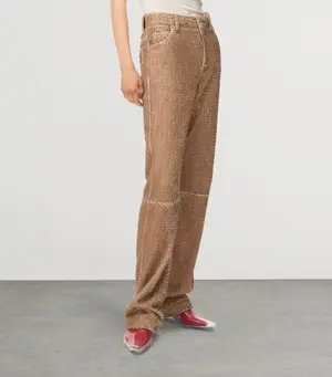 Loewe Frayed Leather Trousers