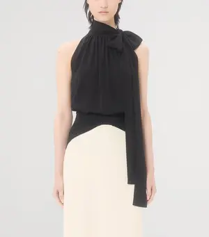 Valentino Garavani Tie-neck Silk Top - Black