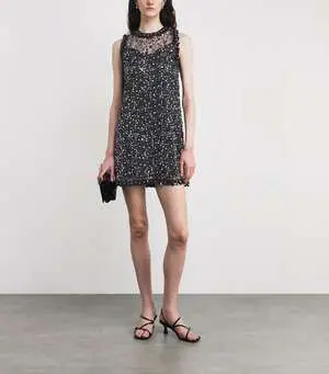Maje Embellished Floral Sequin Mini Dress