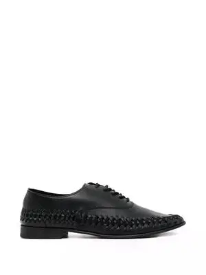 Yohji Yamamoto Woven Lace-up Oxford Shoes - Black