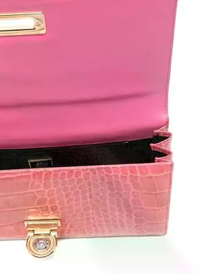 Versace 1990s Croc-embossed Top Handle Clutch Bag
