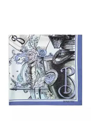 Burberry Etched Knight Silk Scarf - White