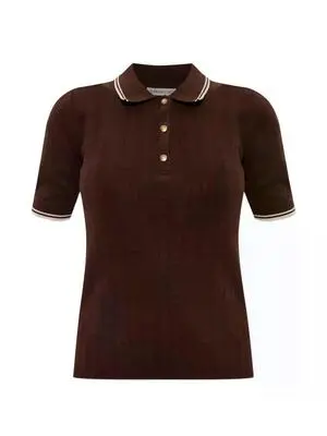 Moncler Perforated Knit Polo Top