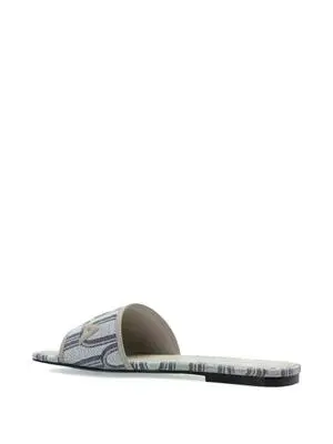 Furla Logo Striped Flat Sandals