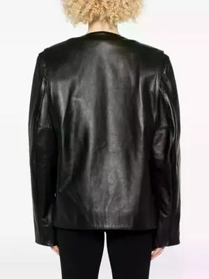 TOTEME Collarless Leather Pocket Jacket