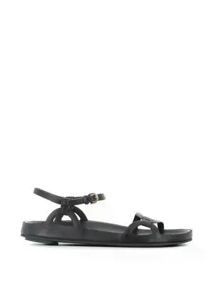 DEL CARLO Leather Strappy Sandals With Buckle Detail