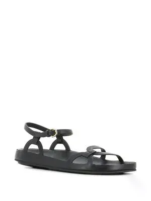 DEL CARLO Leather Strappy Sandals With Buckle Detail