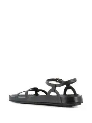 DEL CARLO Leather Strappy Sandals With Buckle Detail