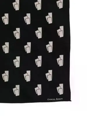 Giorgio Armani 2000s Geometric Silk Handkerchief - Black