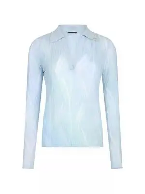 Liu Jo V-neck Ribbed Long Sleeve Top - Blue