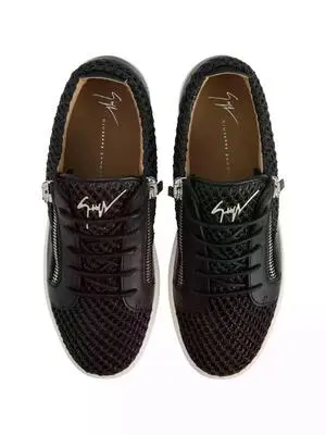 GIUSEPPE ZANOTTI Frankie Crocheted Panel Sneakers - Black
