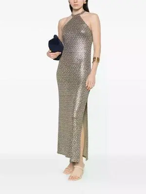 SIYU Basketweave Pattern Maxi Dress - Gold