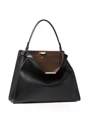 Fendi Large Way Stud Leather Tote Bag - Black