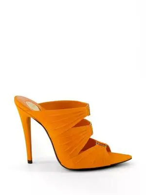 Saint Laurent Saint Laurent Emilie Satin Crepe Mules Orange