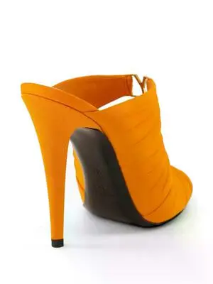 Saint Laurent Emilie Satin Crepe Mules - Orange