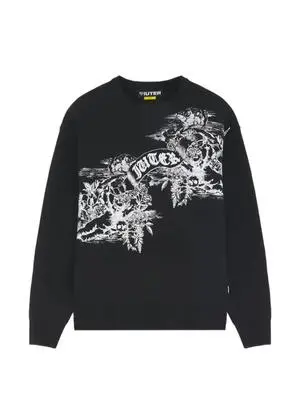 IUTER Graphic Print Crew Neck Cotton Jumper - Black
