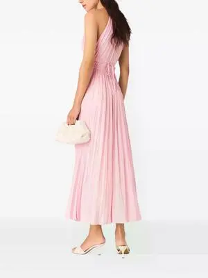 Maje Pleated Halterneck Maxi Dress - Pink