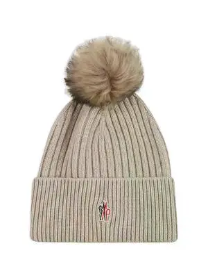Moncler Pompom Logo-patch Beanie Hat