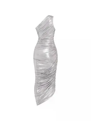 Norma Kamali One-shoulder Draped Dress - Silver