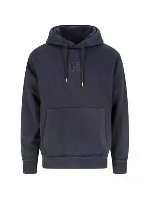 C.P. COMPANY Long-sleeve Logo Hoodie - Blue