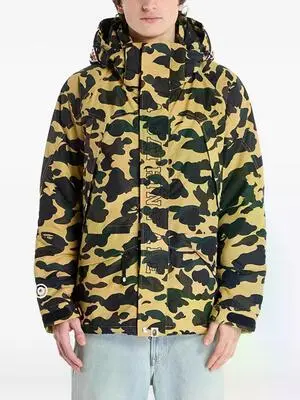 A BATHING APE Camouflage Shark Motif Hooded Jacket - Yellow
