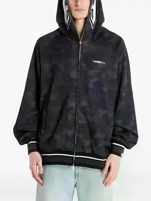 A BATHING APE Camo-print Shark Hoodie - Black