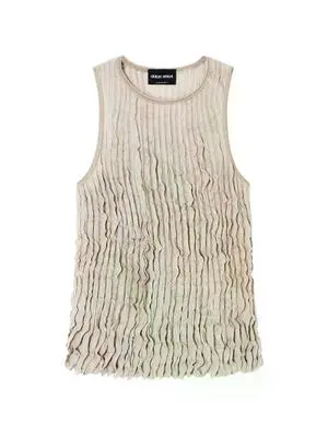 Giorgio Armani Pleated Lurex Sleeveless Top - Neutrals