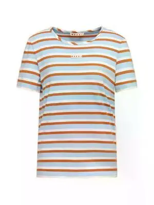 Marni Striped Logo Patch T-shirt - Blue