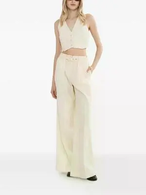 NISSA Cropped Cotton Waistcoat With Pinstripe Detail