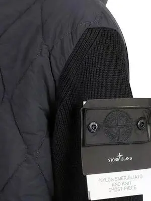 Stone Island Hooded Quilted Jacket With Ribbed Sleeves