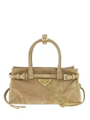 Prada Mini Suede Bonnie Tote Bag Neutrals