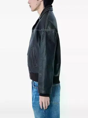 WALES BONNER Notched Lapel Leather Jacket