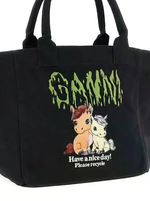 GANNI Logo-print Tote Bag - Black