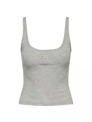 MARINE SERRE Moon Logo Cropped Ribbed Tank Top - Grey