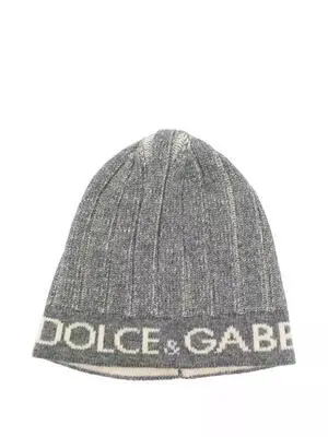 Dolce & Gabbana 2000s Logo-lettering Wool Beanie - Grey