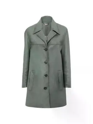 Chloé Buttoned Leather Coat - Blue